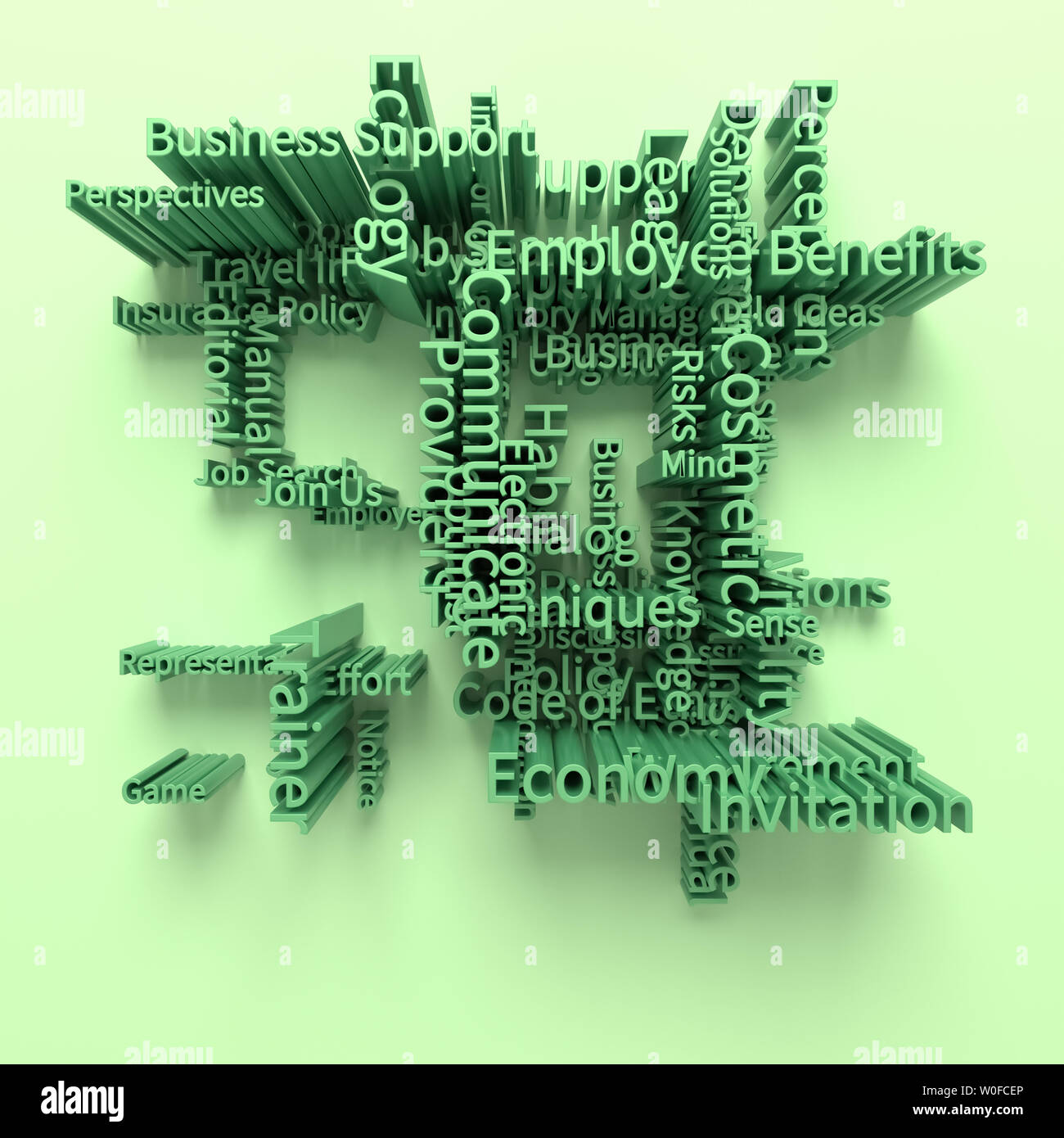 3D business keyword and words cloud. For web page, graphic design ...