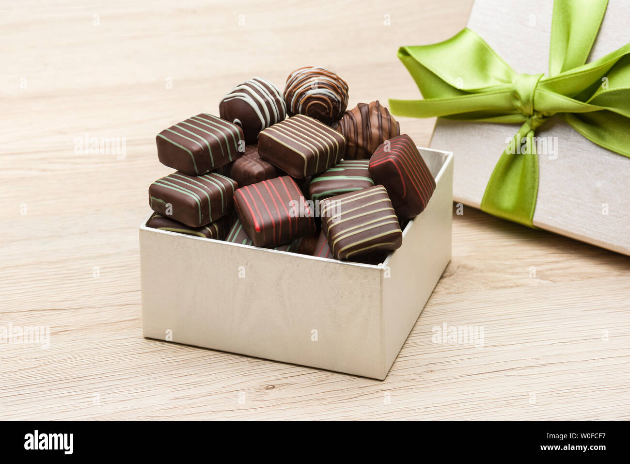 mix of chocolates and praline in their gift box Stock Photo - Alamy