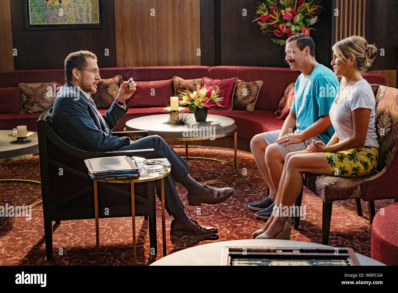 MURDER MYSTERY, from left: Dany Boon, Adam Sandler, Jennifer Aniston ...