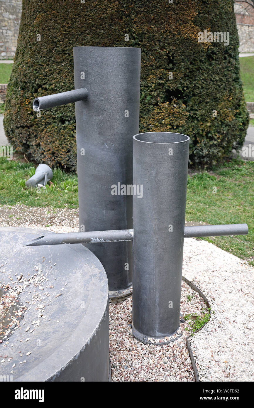 Japanese water fountain made from metal pipes hi-res stock photography ...