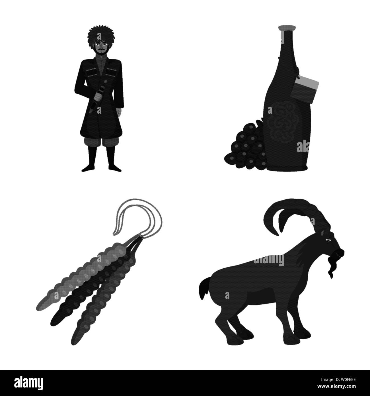 Isolated object of attributes and tourism symbol. Collection of ...