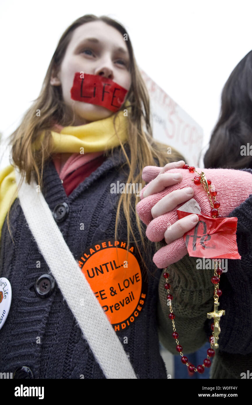 A Pro-Life protester demonstrates in front of the U.S. Supreme Court on ...