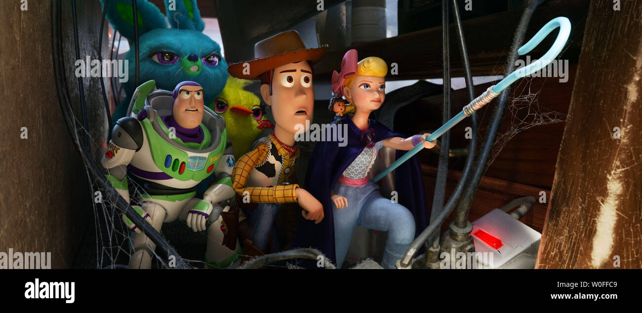 TOY STORY 4, background from left: Bunny (J. Peele), Ducky (Keegan ...