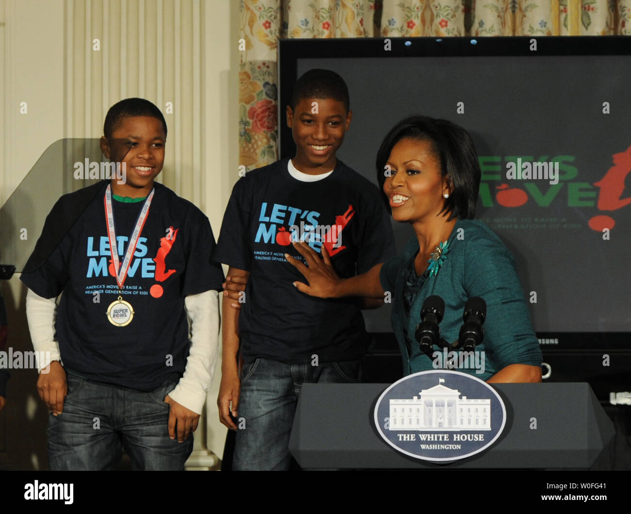 First Lady Michelle Obama greets members of the 2009 national ...