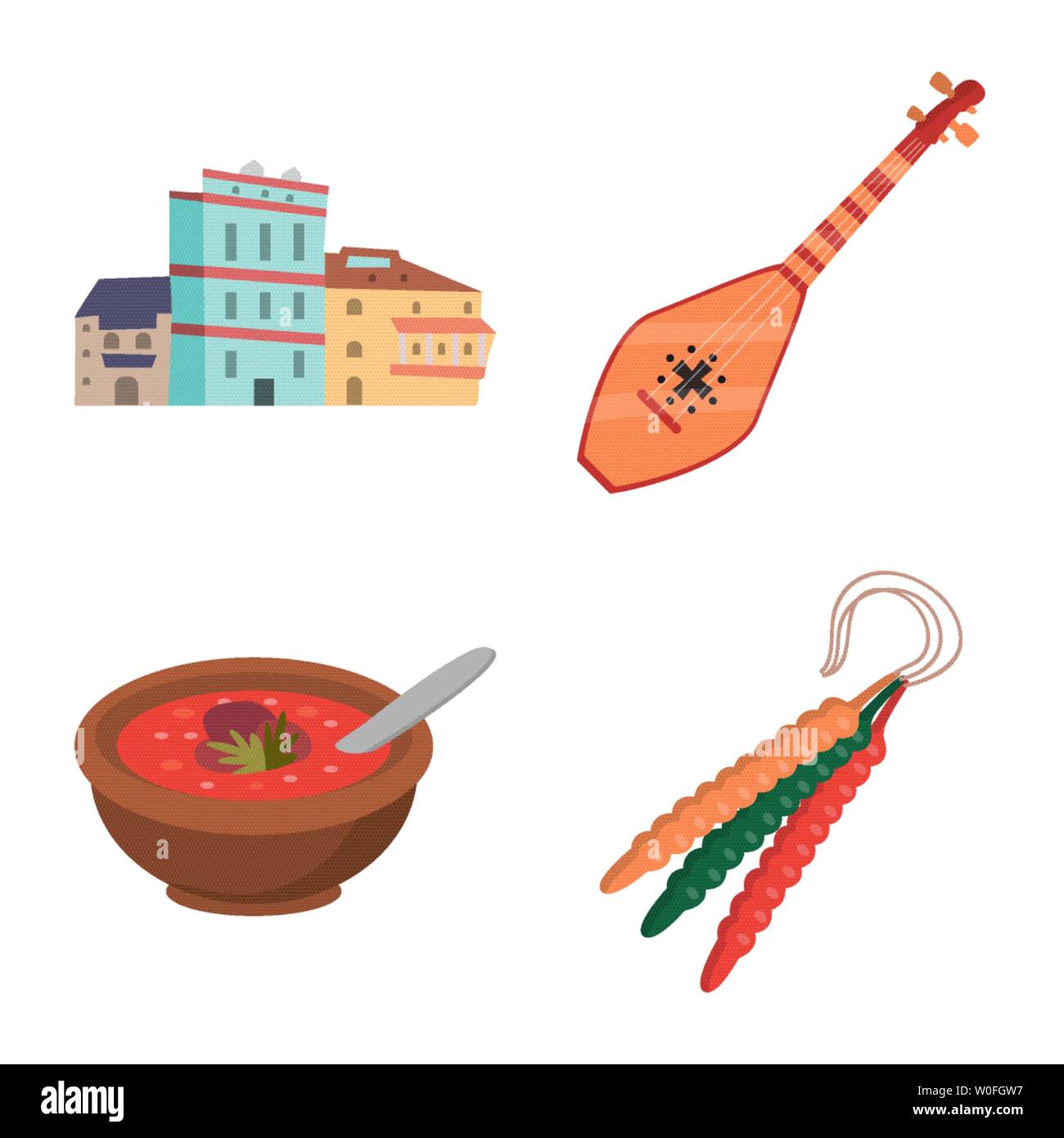 Vector illustration of Caucasus and traditions icon. Collection of ...