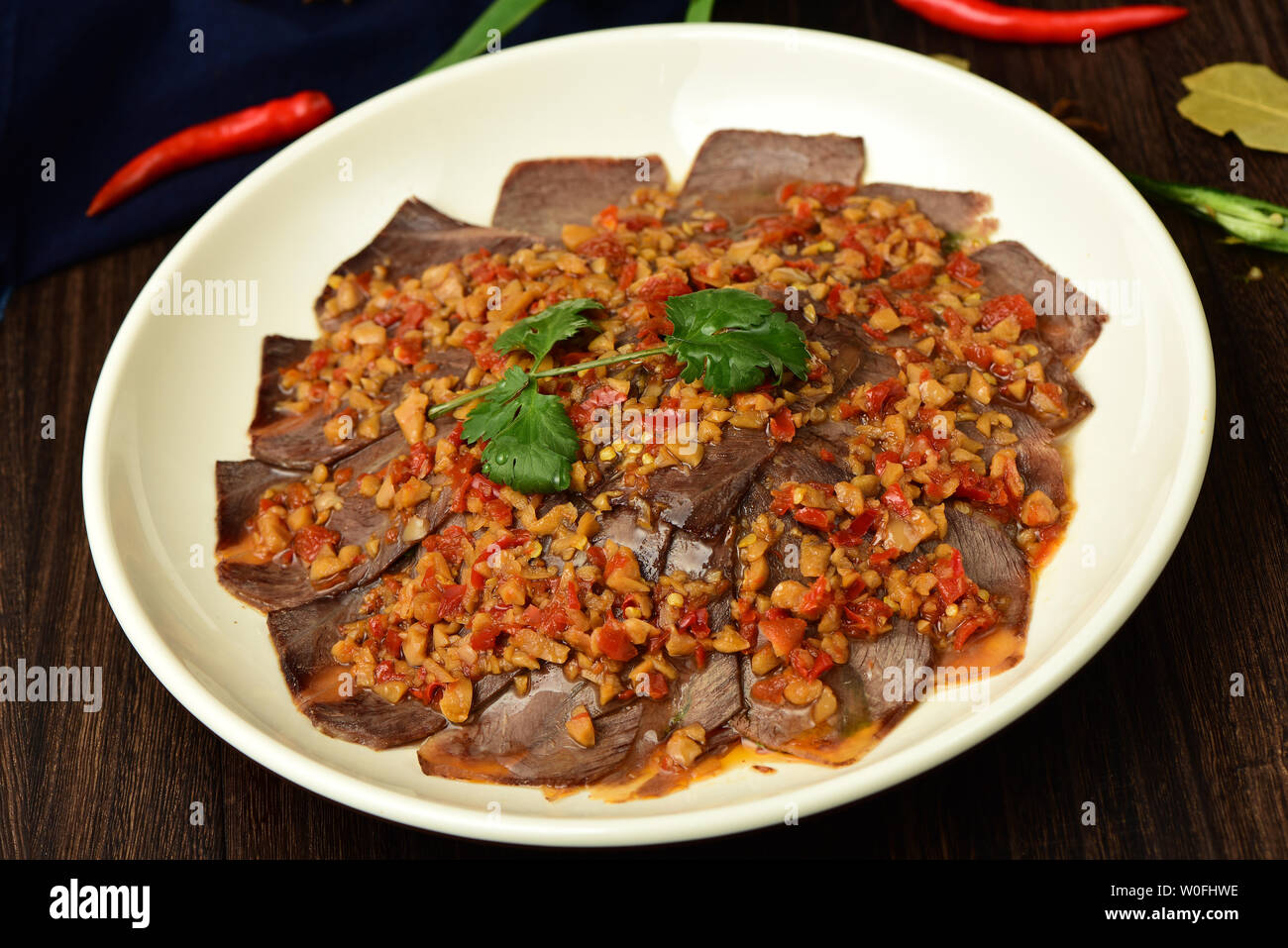 Spicy chopped pepper beef Stock Photo - Alamy