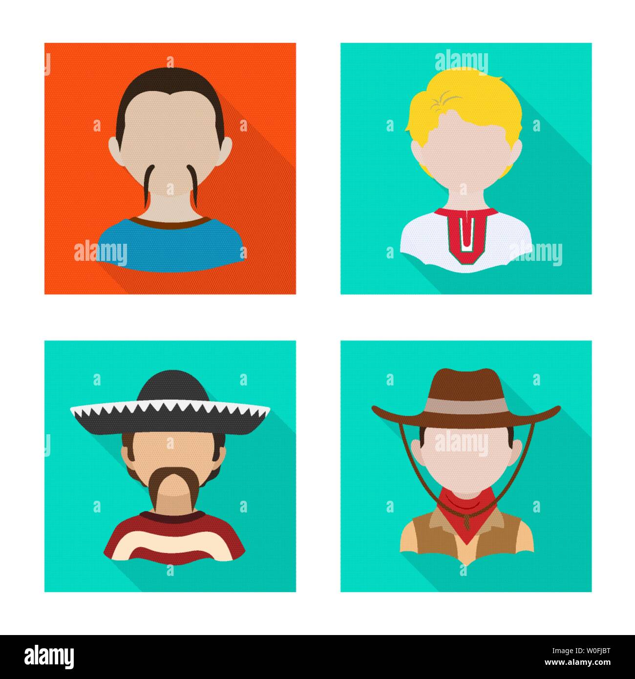 Isolated object of nation and race icon. Collection of nation and user ...