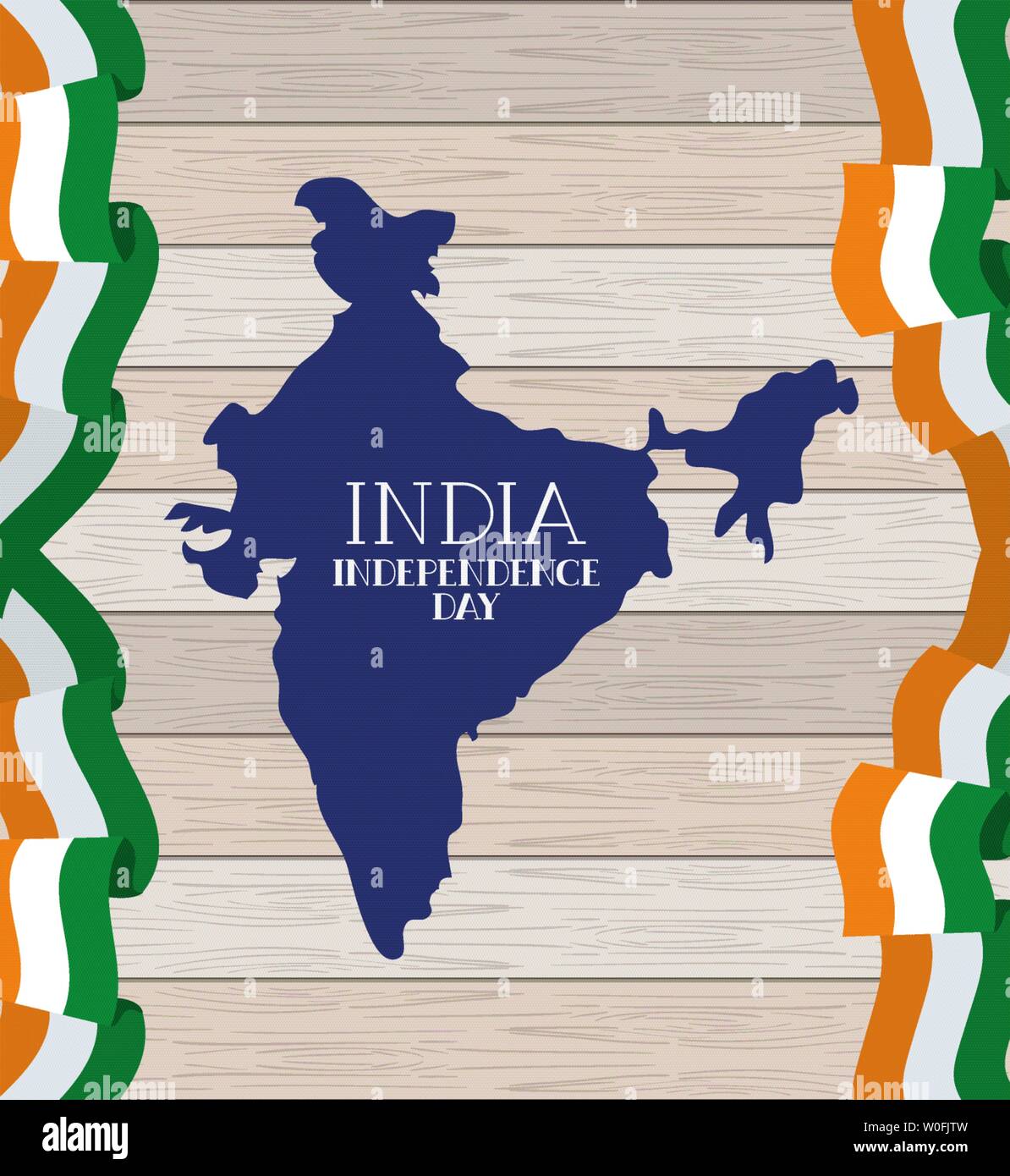 indian map independence day with flags wooden background Stock Vector ...
