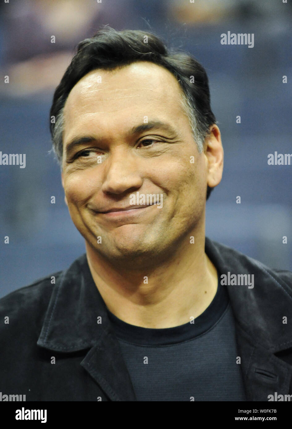 Actor Jimmy Smits attends a NBA game against the Washington Wizards and ...