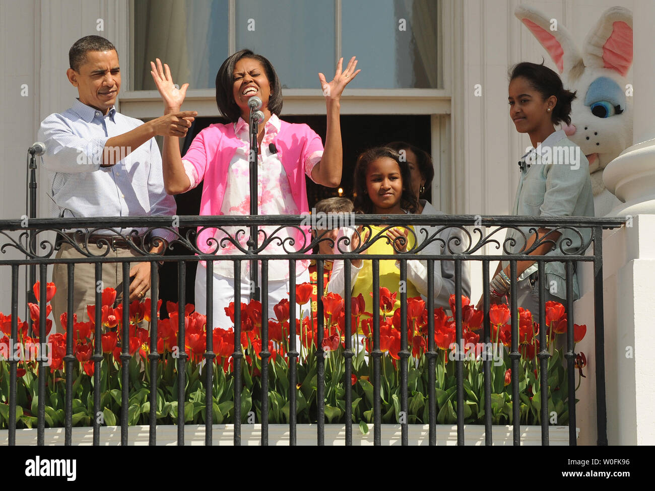 First Lady Michelle Obama speaks before starting the White House Easter ...