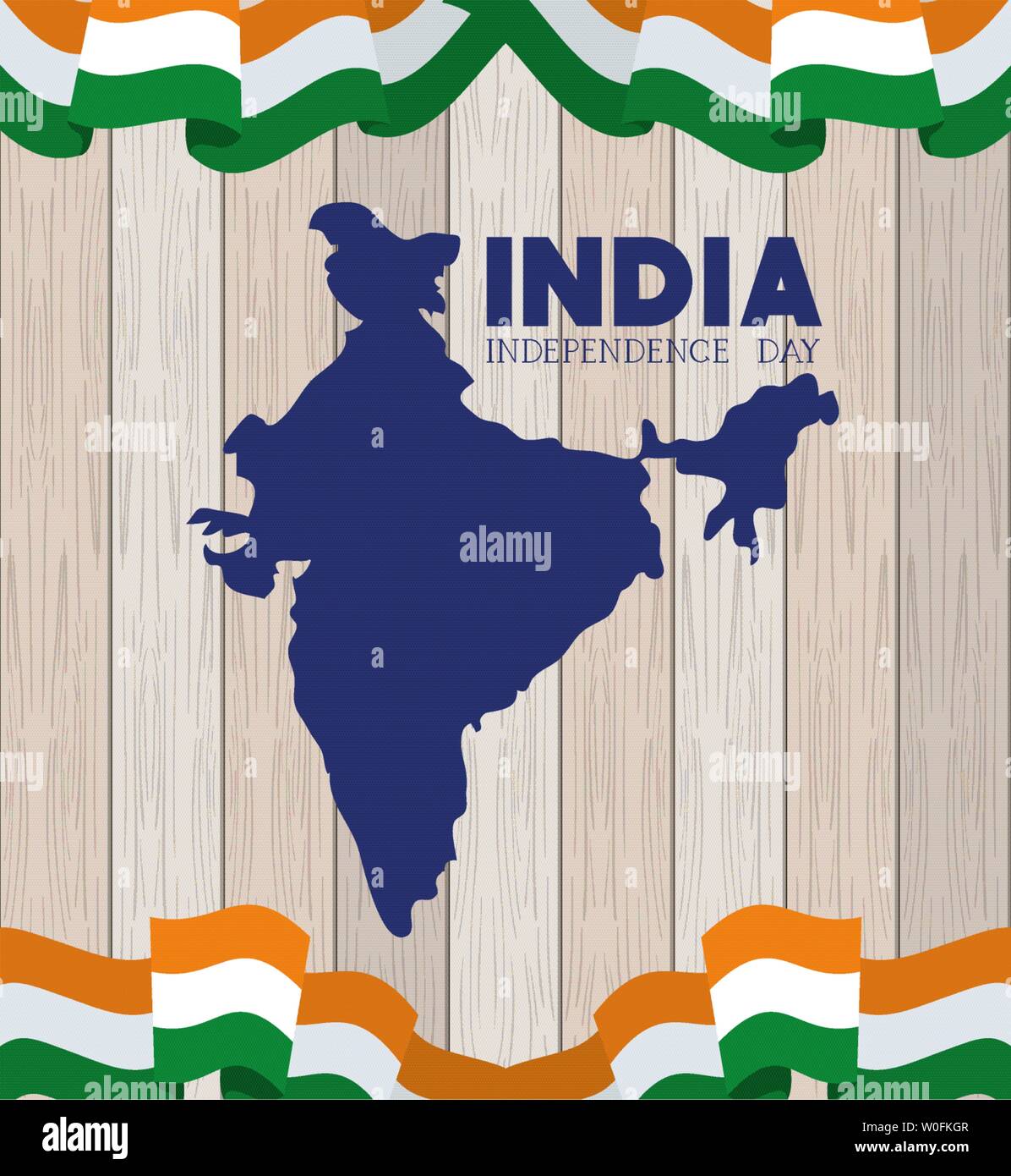 indian map independence day with flags wooden background Stock Vector ...