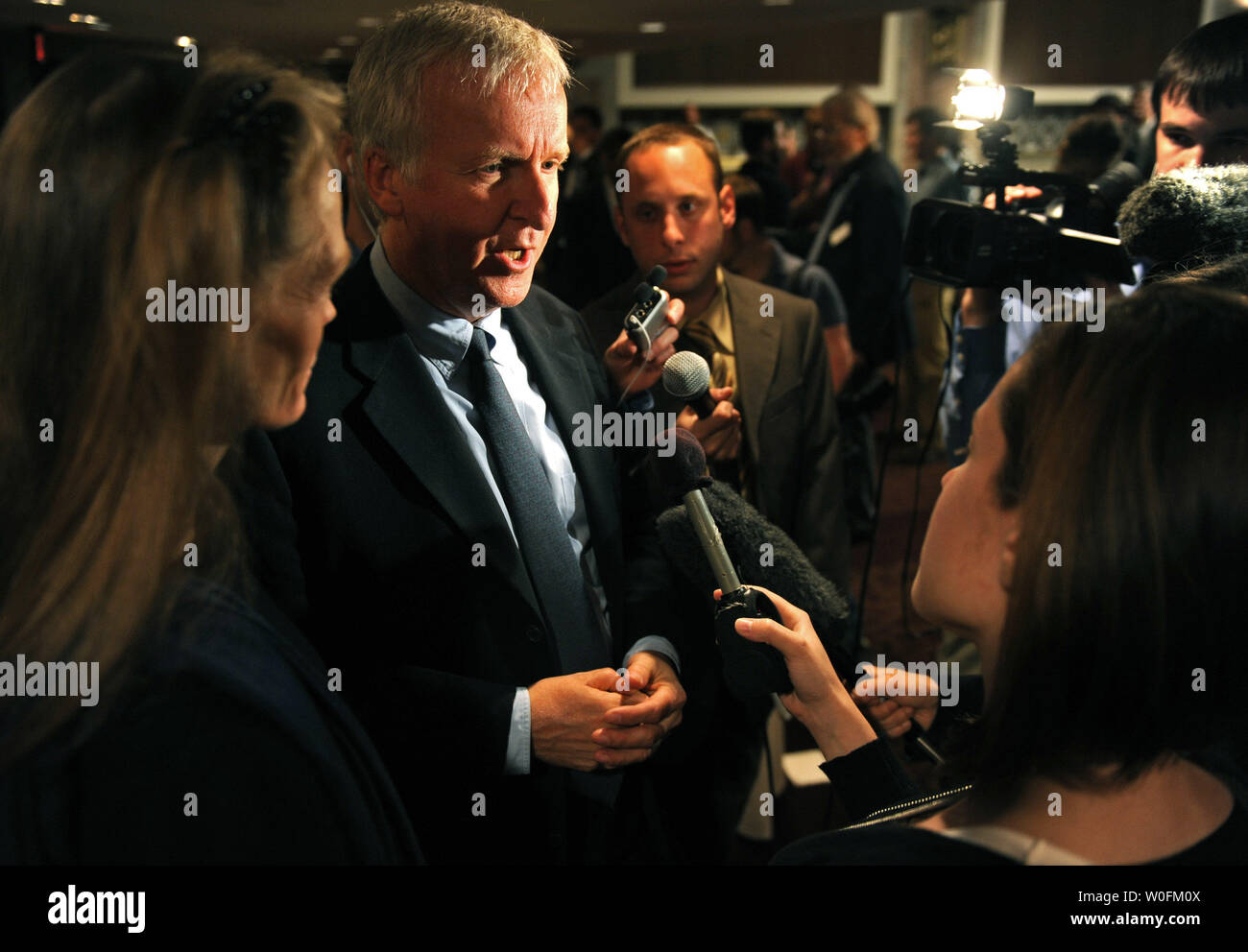 Filmmaker James Cameron is interviewed prior to a panel discussion on ...