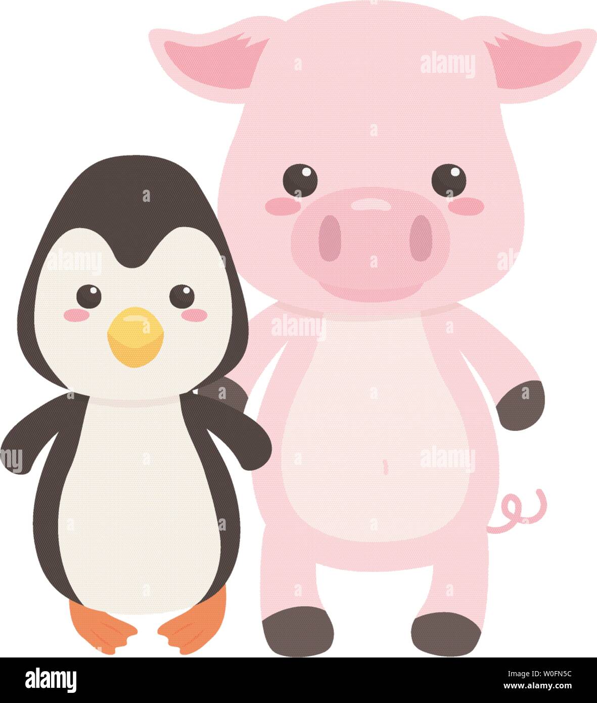 Penguin and pig cartoon design, Animal cute zoo life nature and fauna ...