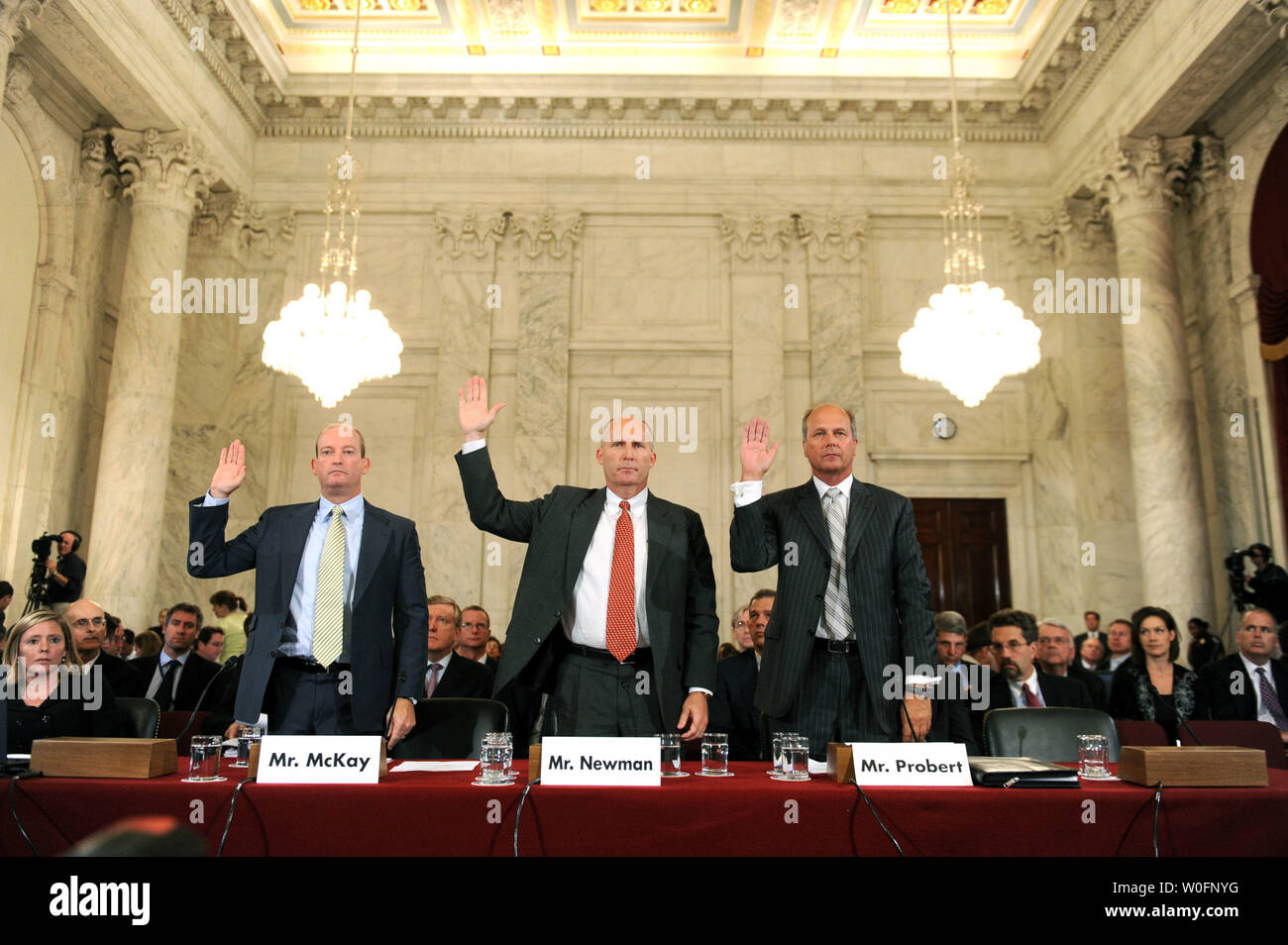 Lamar McKay (L), President and Chairman at BP America Inc., Steven ...
