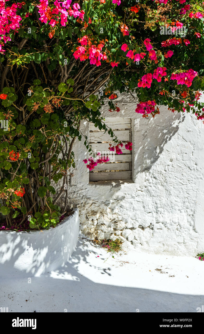 Traditional window in Greece Stock Photo - Alamy