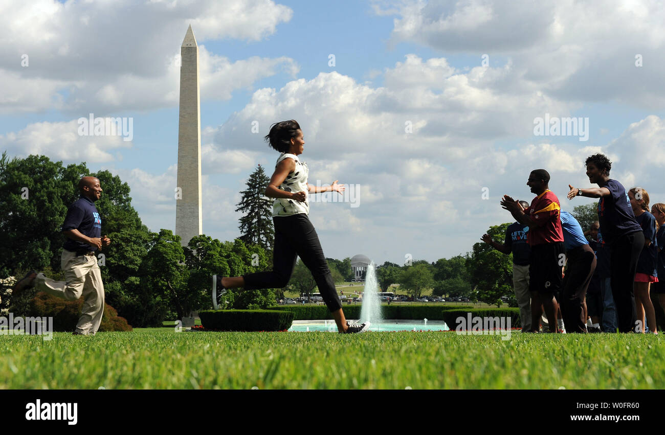 First Lady Michelle Obama participates in a Let's Move! event promoting ...
