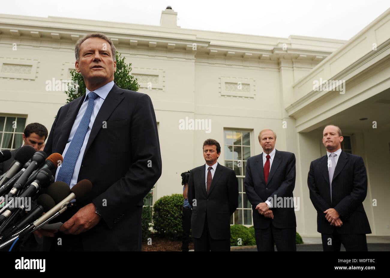 Carl-Henric Svanberg, BP Chairman, speaks to the media following his ...