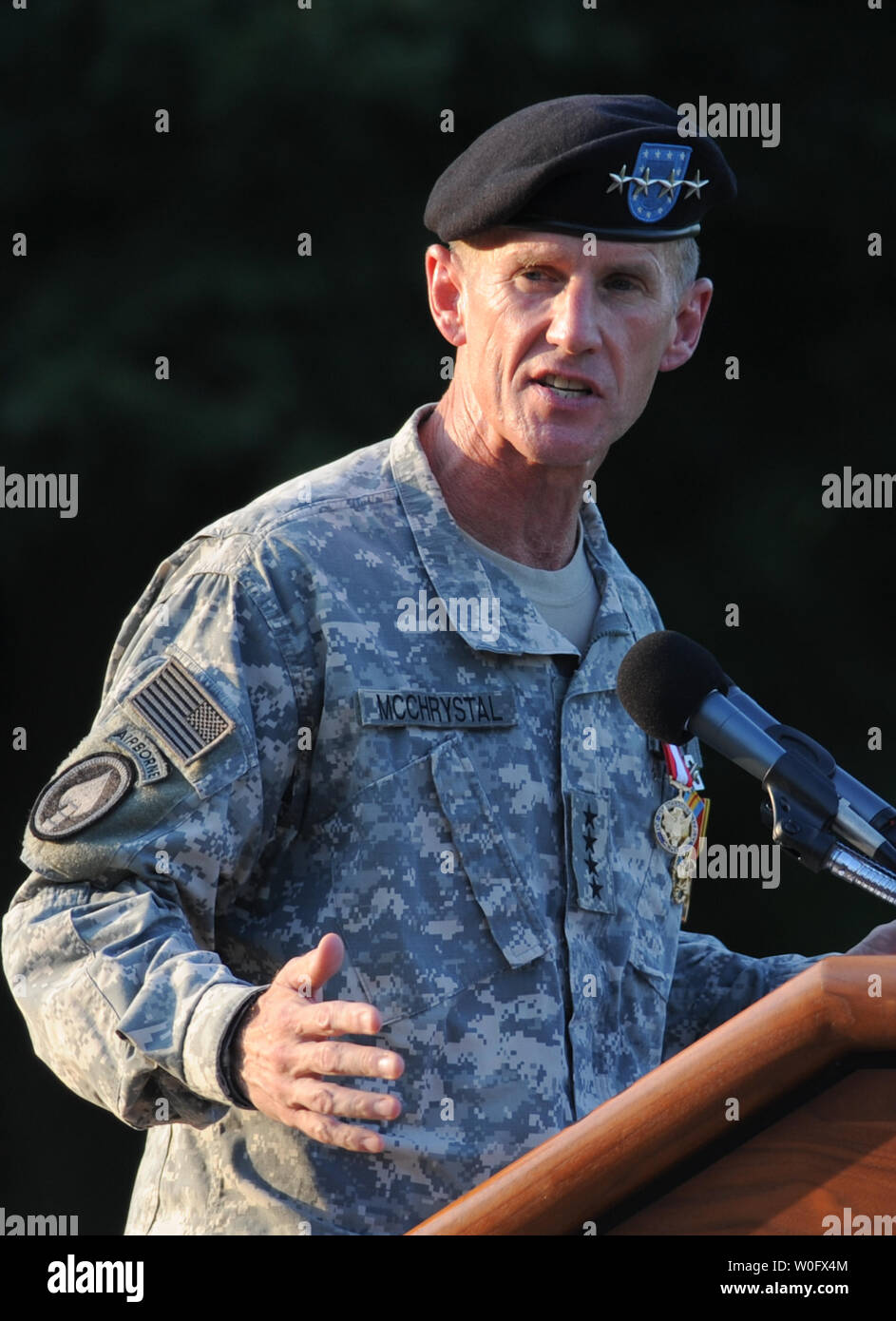 Army Gen. Stanley McChrystal speaks at his retirement ceremony at Fort ...