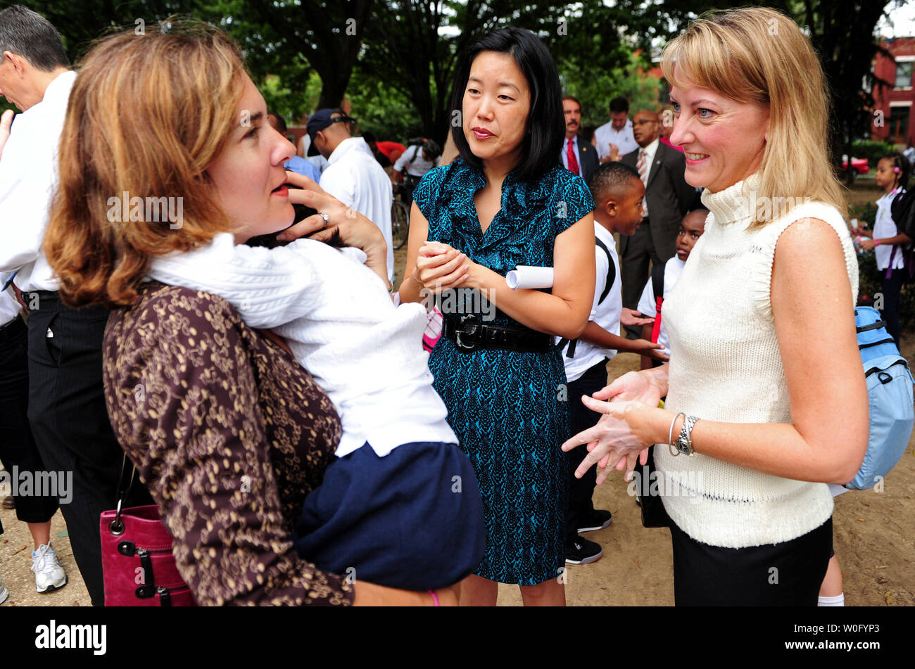 D.C. Public Schools Chancellor Michelle Rhee talks to parents during a ...