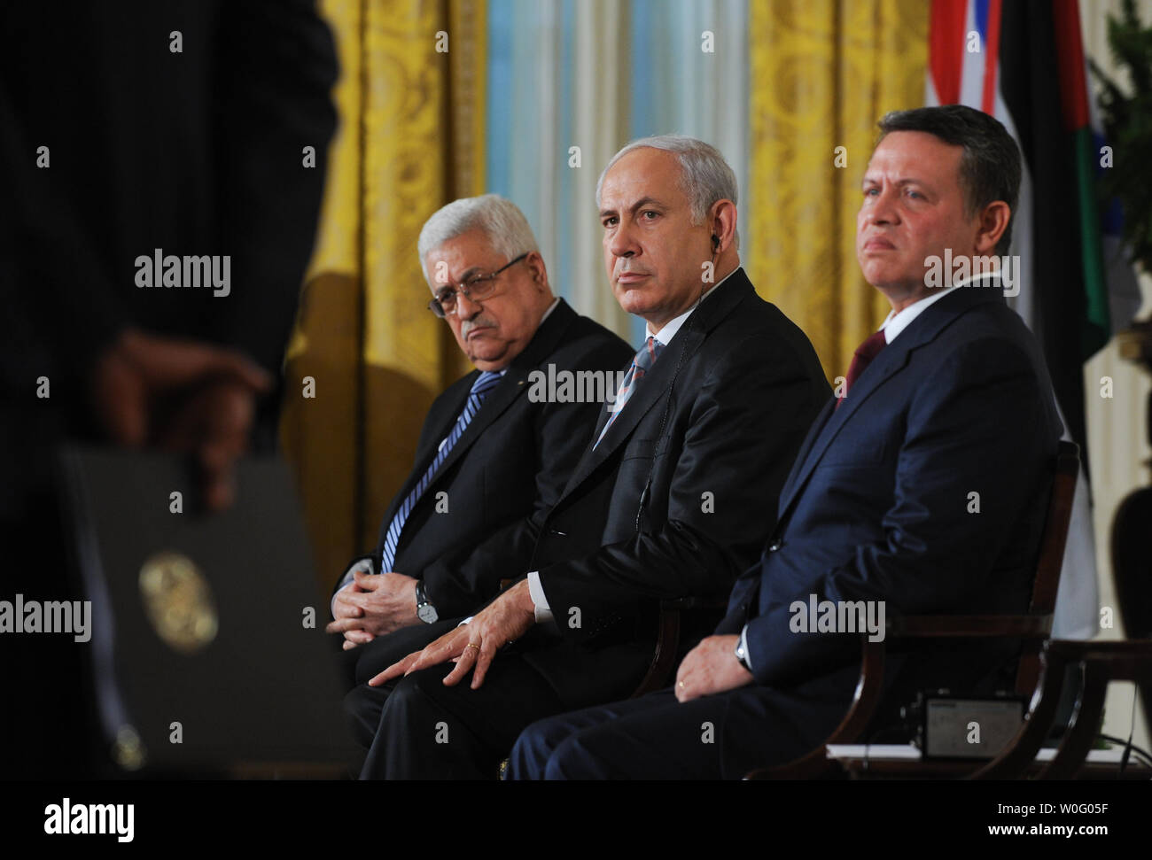 (L to R) Palestinian Authority President Mahmoud Abbas, Prime Minister ...