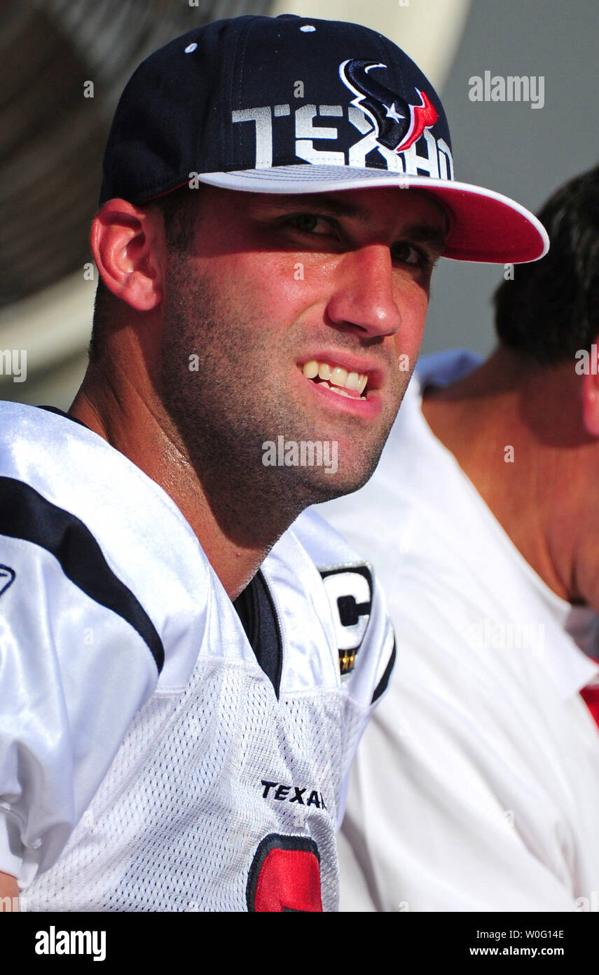 Houston Texans' quarterback Matt Schaub is seen on the sidelines as the ...