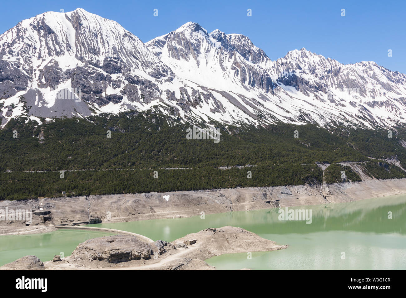 Alpine landscape with artificial lake, italy Stock Photo - Alamy