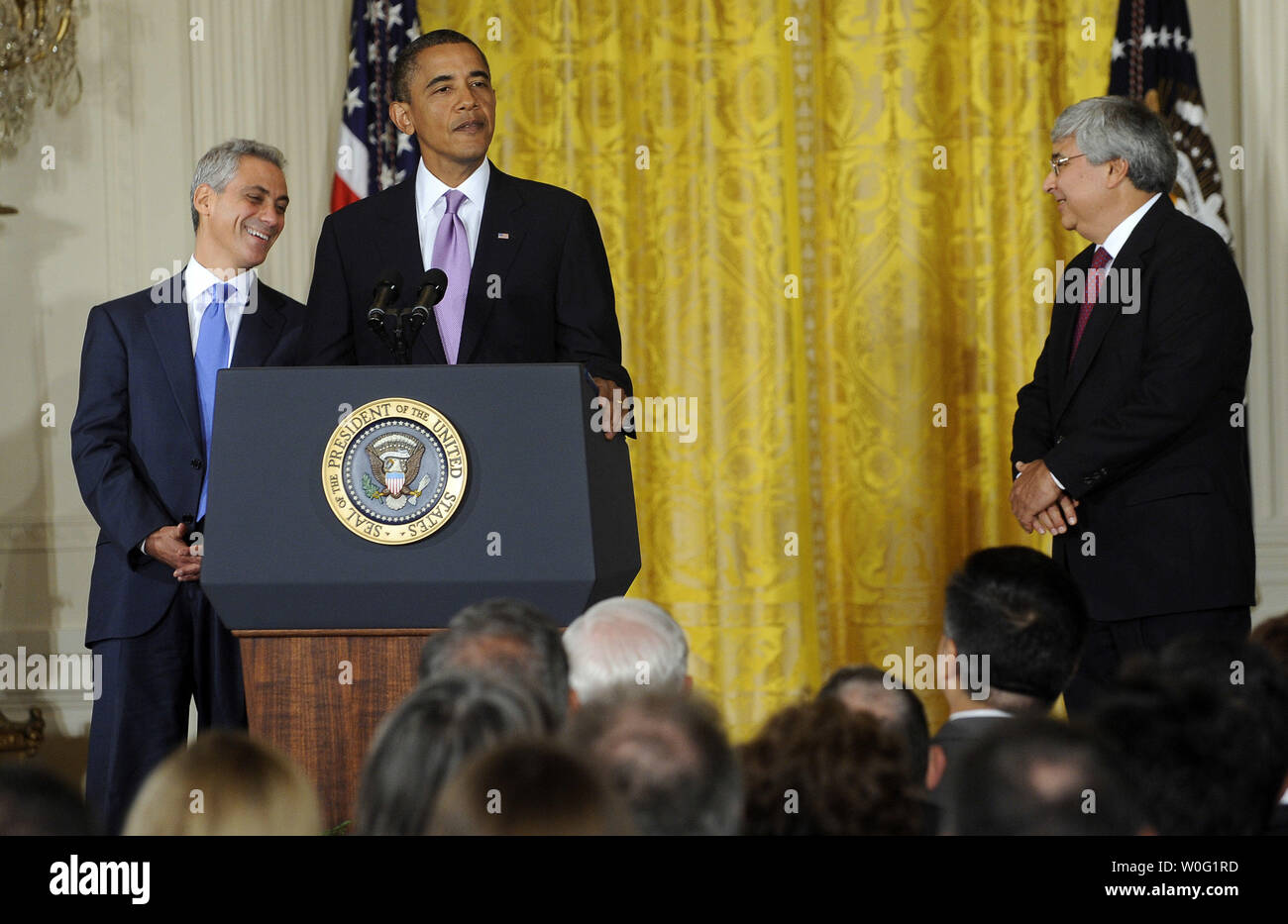 U.S. President Barack Obama names Pete Rouse (R) as his new Chief of ...