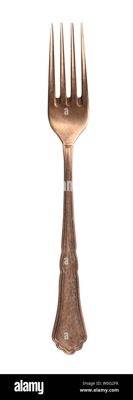 An overhead photo of a vintage style fork, isolated on a white ...