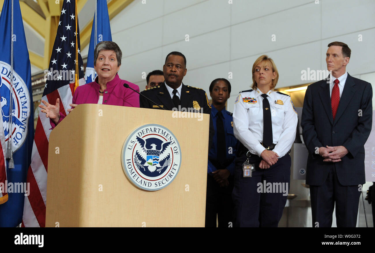 Secretary of Homeland Security Janet Napolitano speaks during a news ...