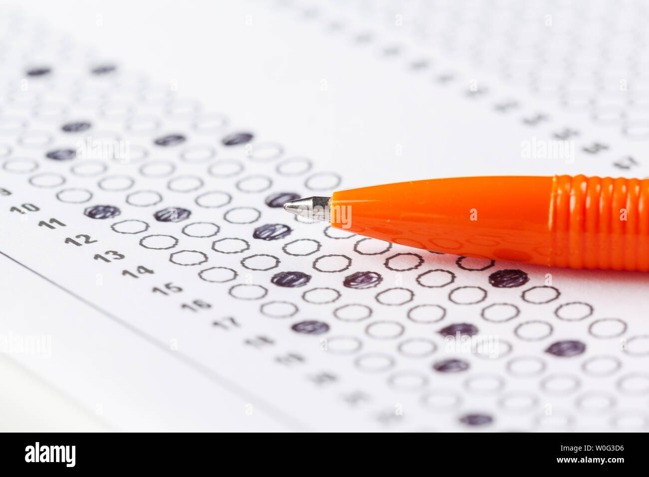 Test score sheet with answers Stock Photo - Alamy