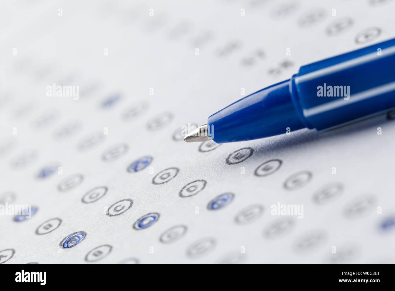 Test score sheet with answers Stock Photo - Alamy