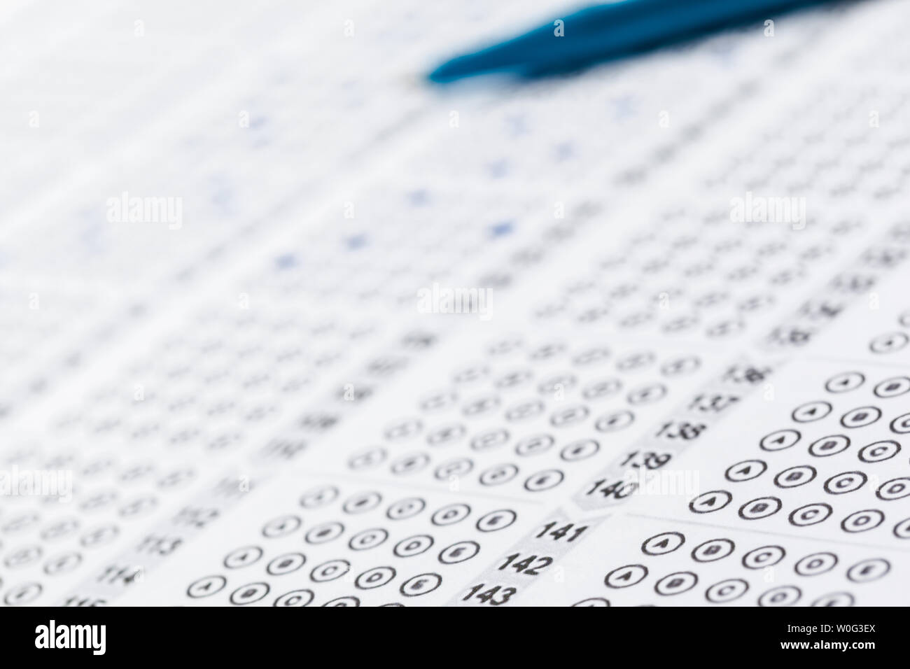 Test score sheet with answers Stock Photo - Alamy