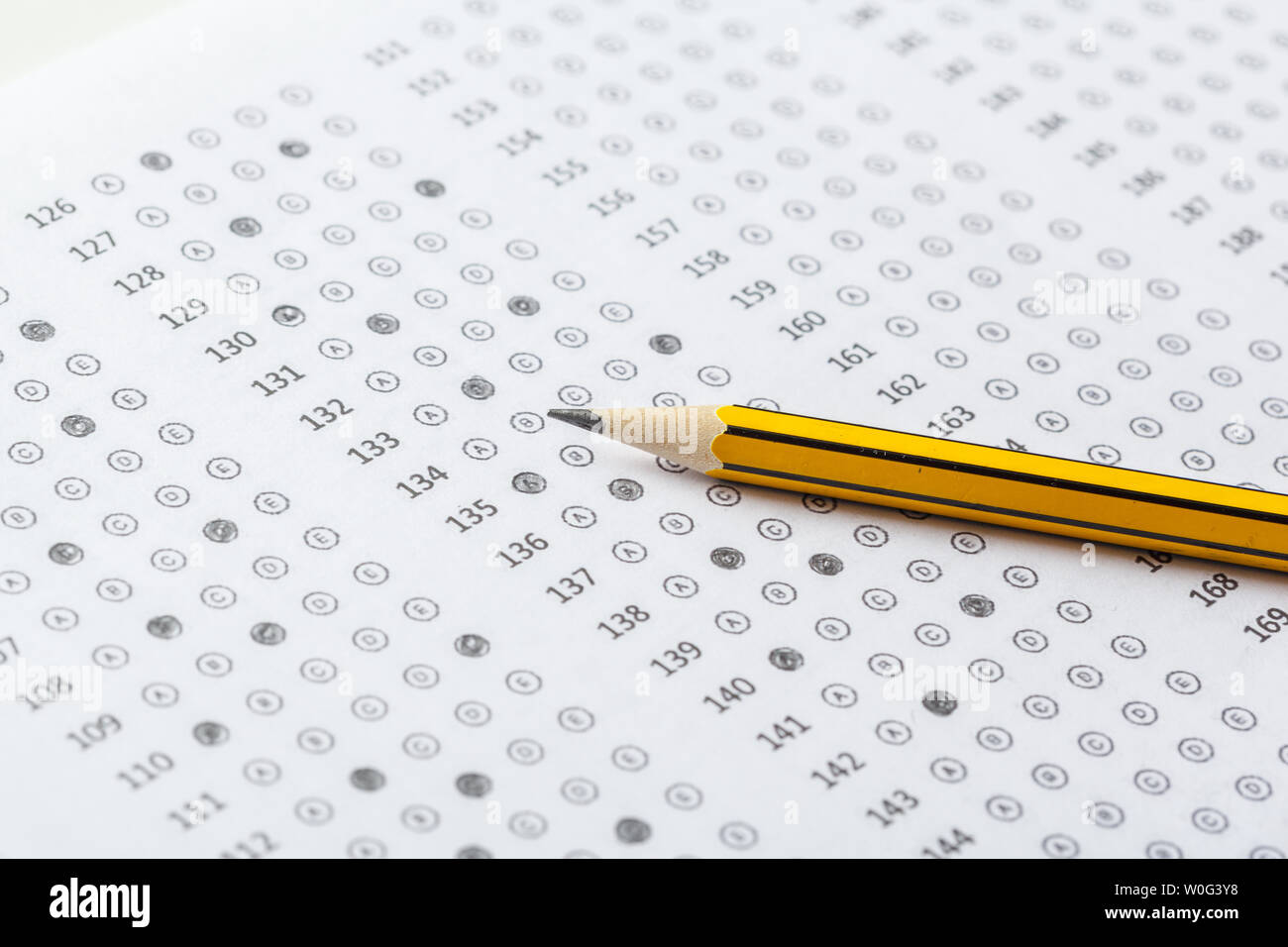 Test score sheet with answers Stock Photo - Alamy
