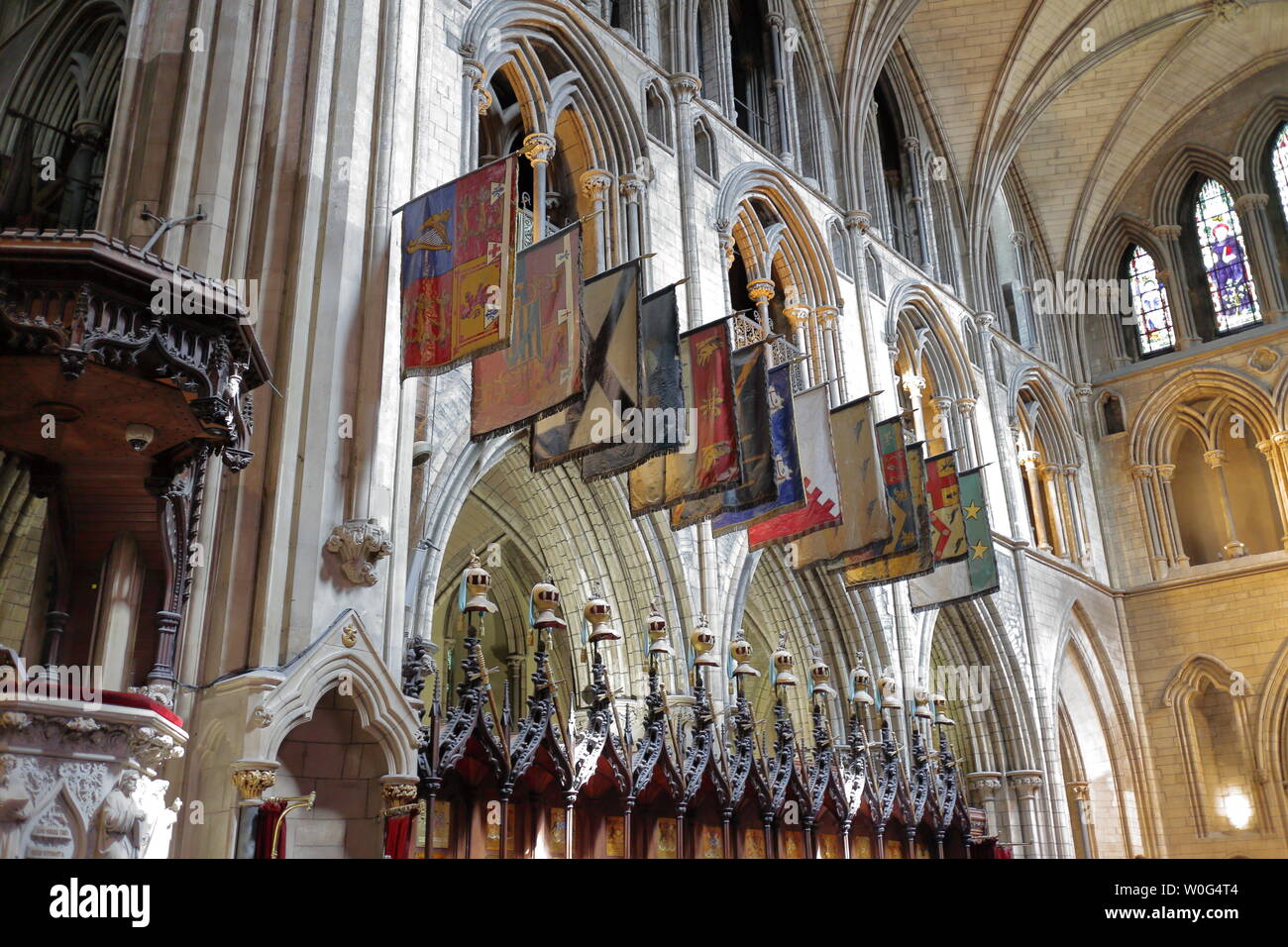 Interior of Irish Gothic cathedrals in the city of Dublin Stock Photo ...
