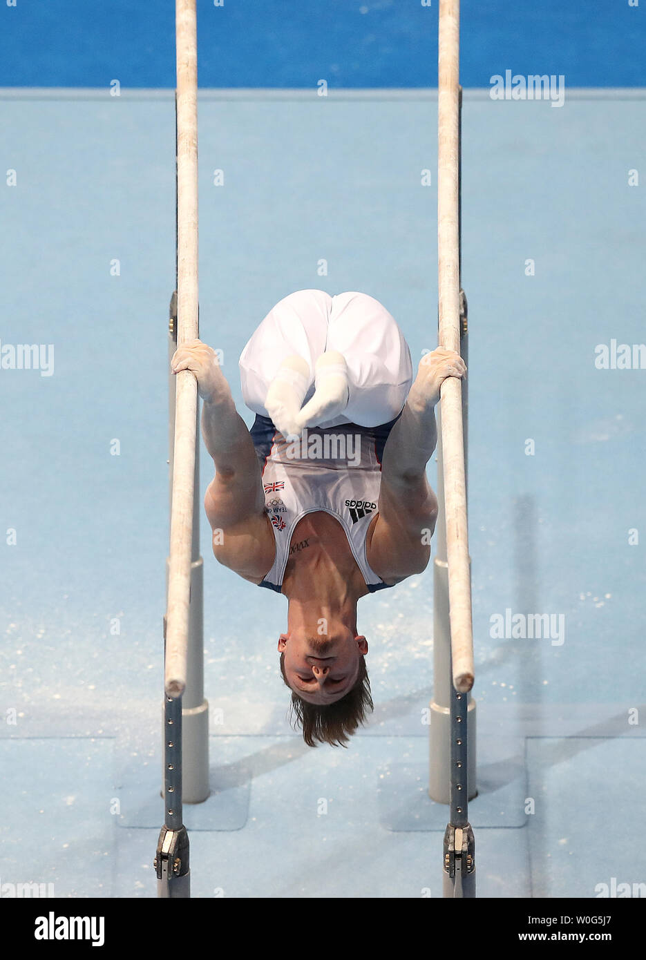 Great Britain's Brinn Bevan in action during the Parallel Bars element ...