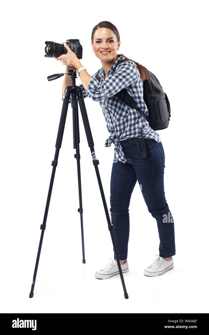 Woman photographer at work Stock Photo - Alamy