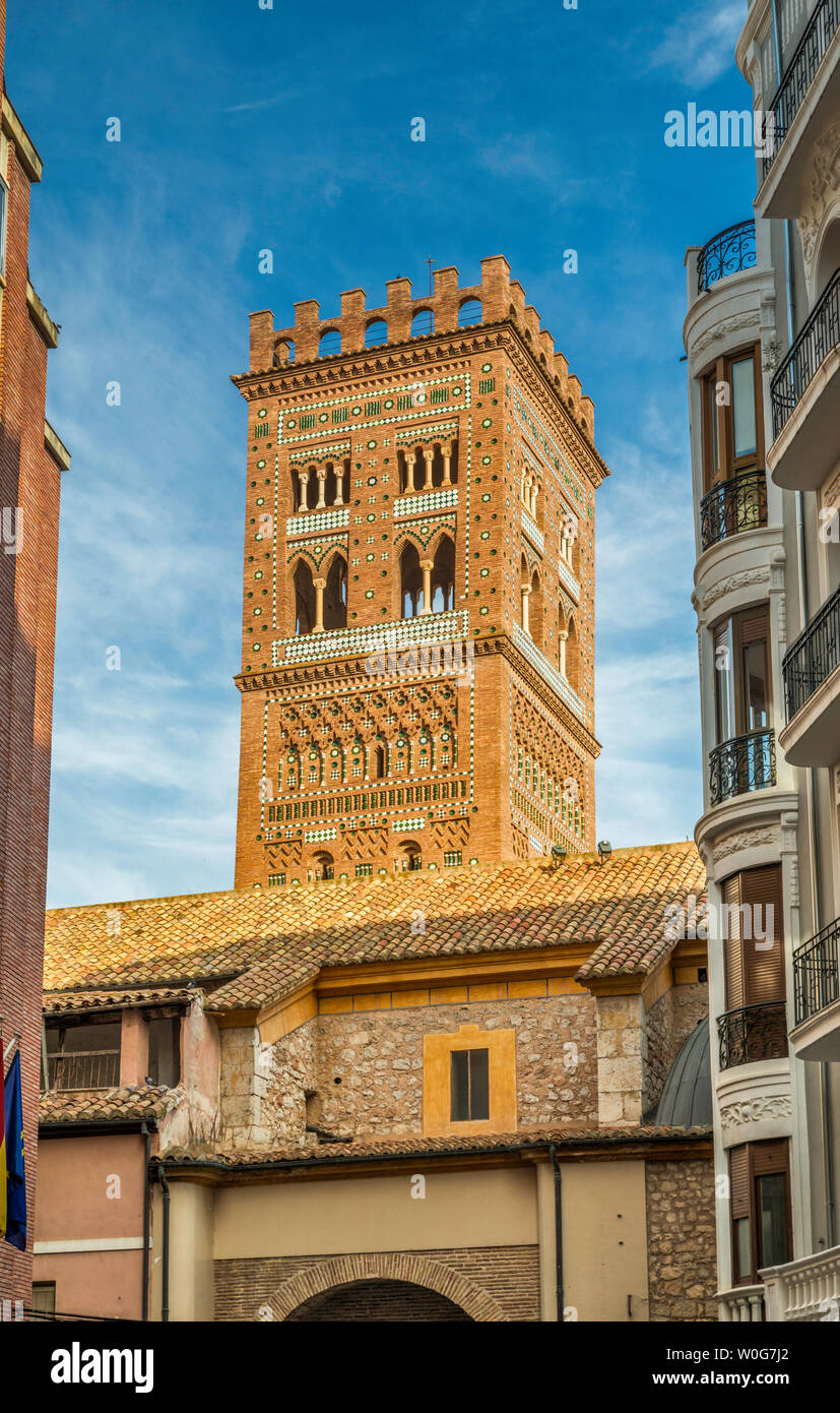 Torre de El Salvador, Mudejar tower, 14th century, in Teruel, Aragon ...