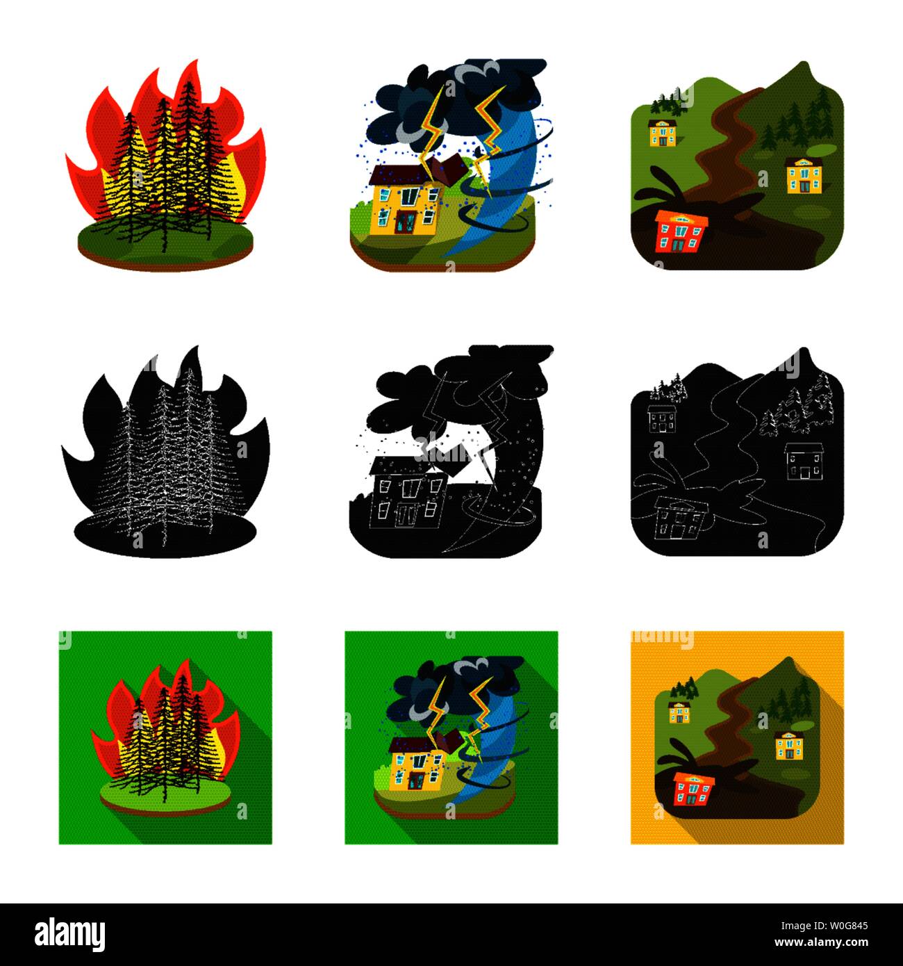 Vector illustration of weather and distress logo. Collection of weather ...