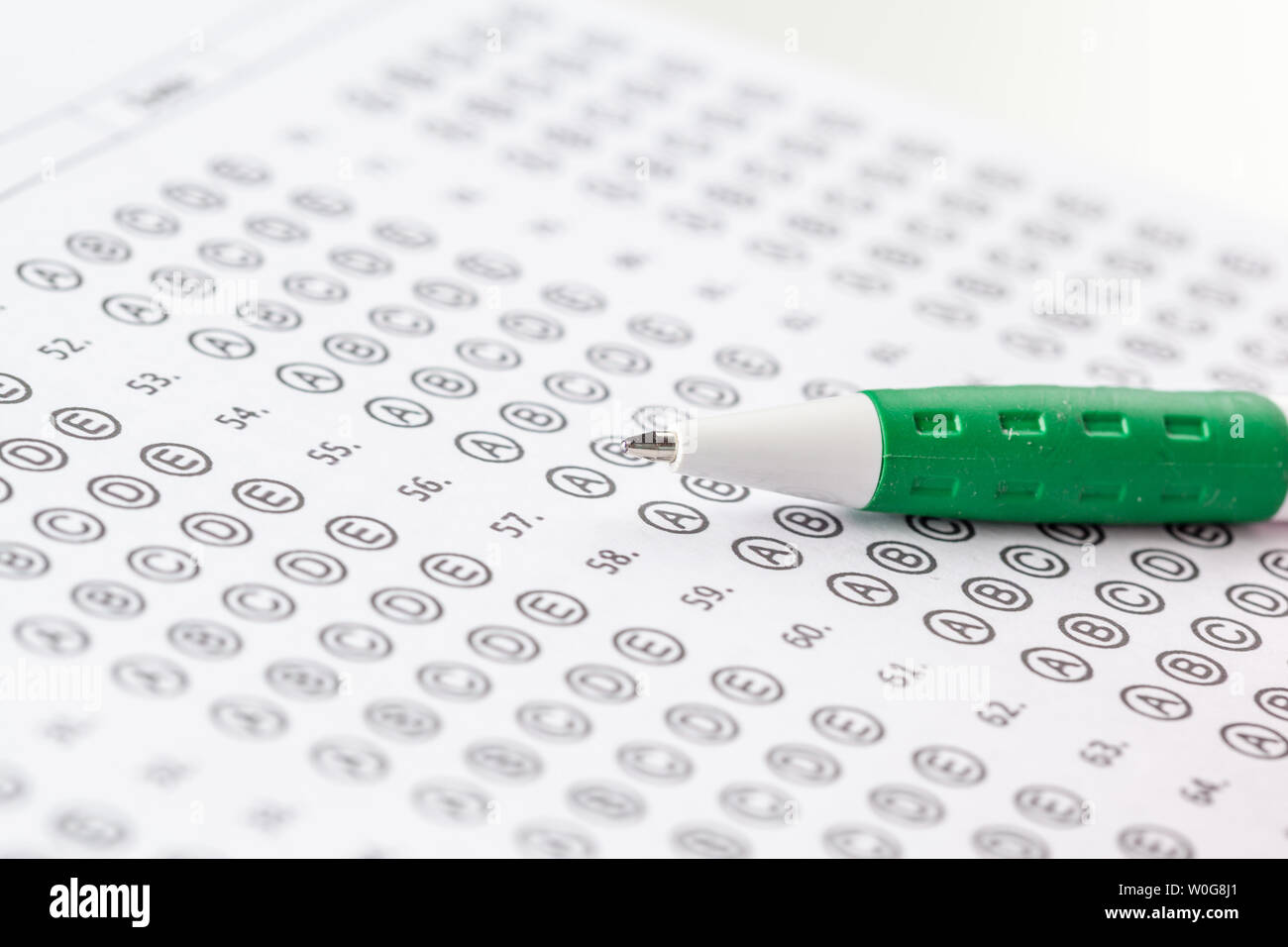 Test score sheet with answers Stock Photo - Alamy