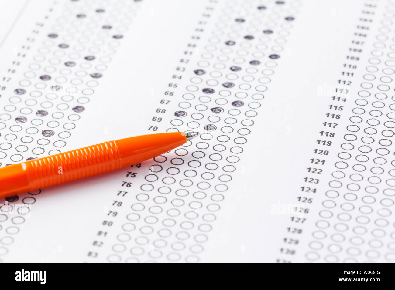 Test score sheet with answers Stock Photo - Alamy