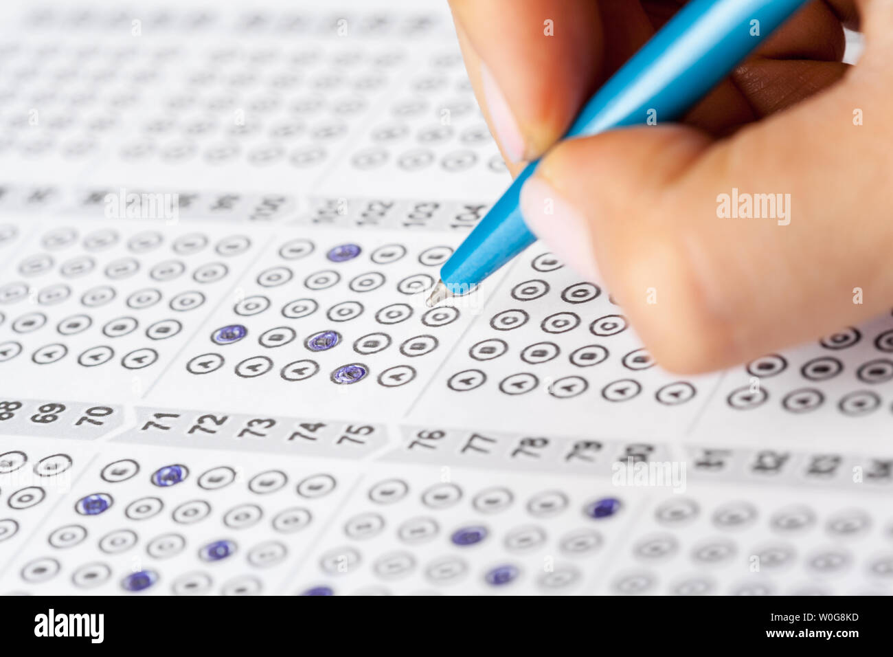 Test score sheet with answers Stock Photo - Alamy