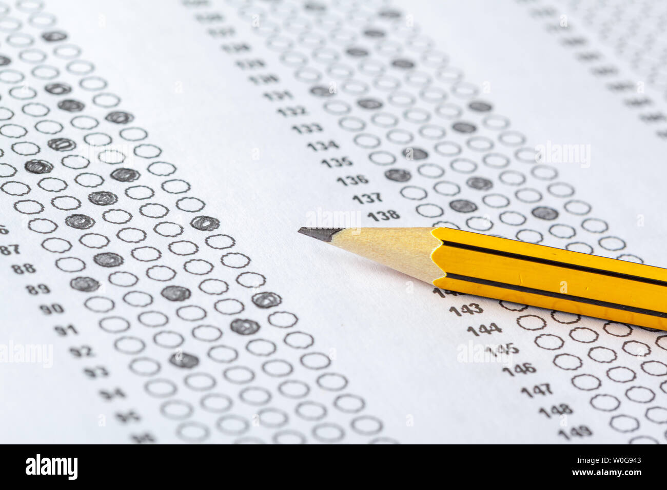 Test score sheet with answers Stock Photo - Alamy