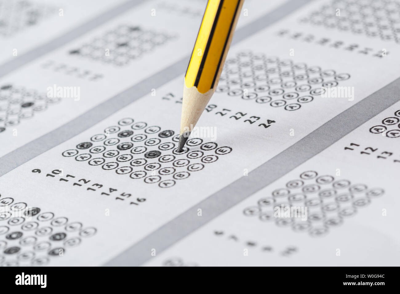 Test score sheet with answers Stock Photo - Alamy