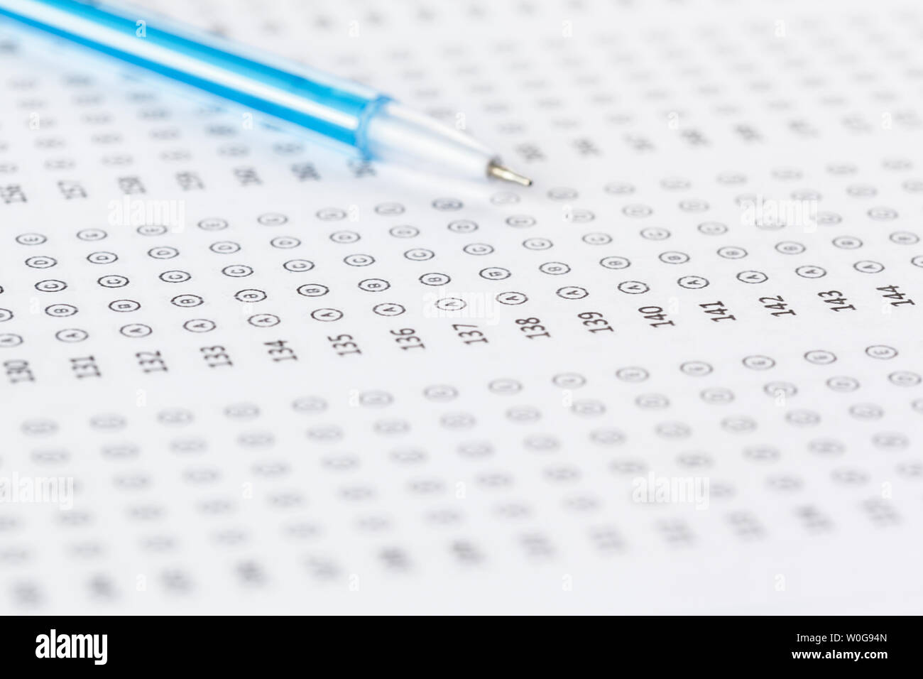 Test score sheet with answers Stock Photo - Alamy