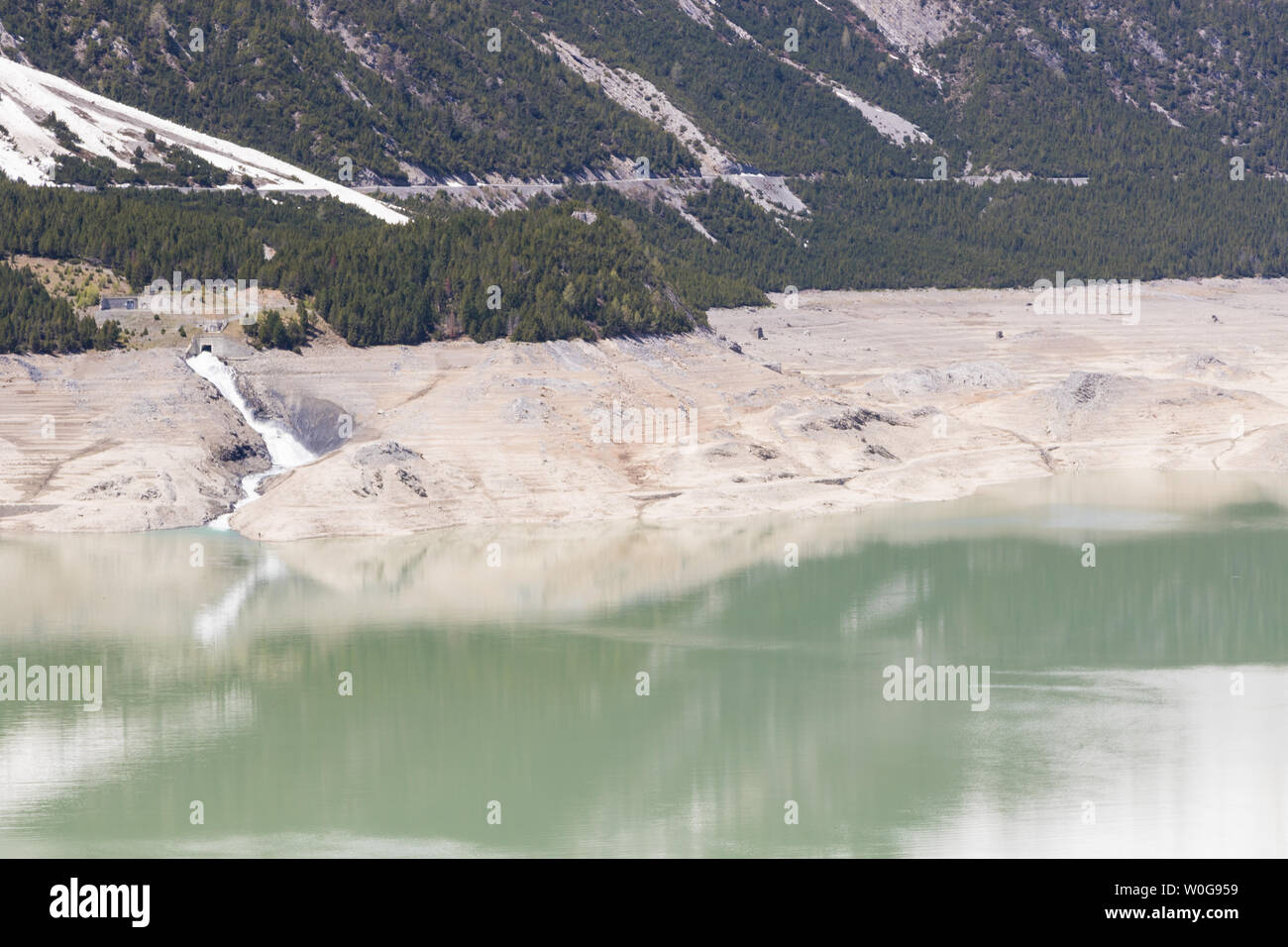 Alpine landscape with artificial lake, italy Stock Photo - Alamy