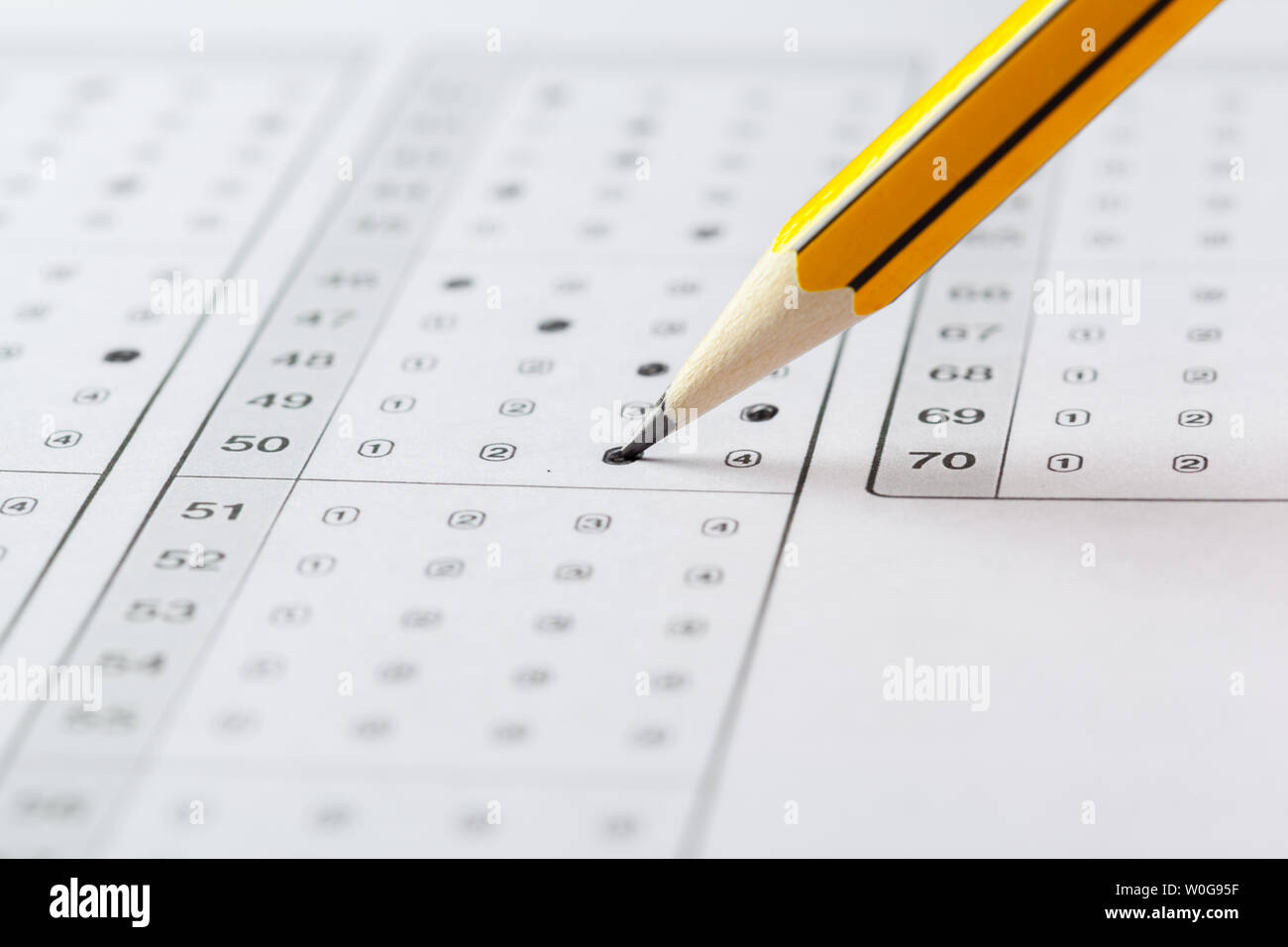 Test score sheet with answers Stock Photo - Alamy