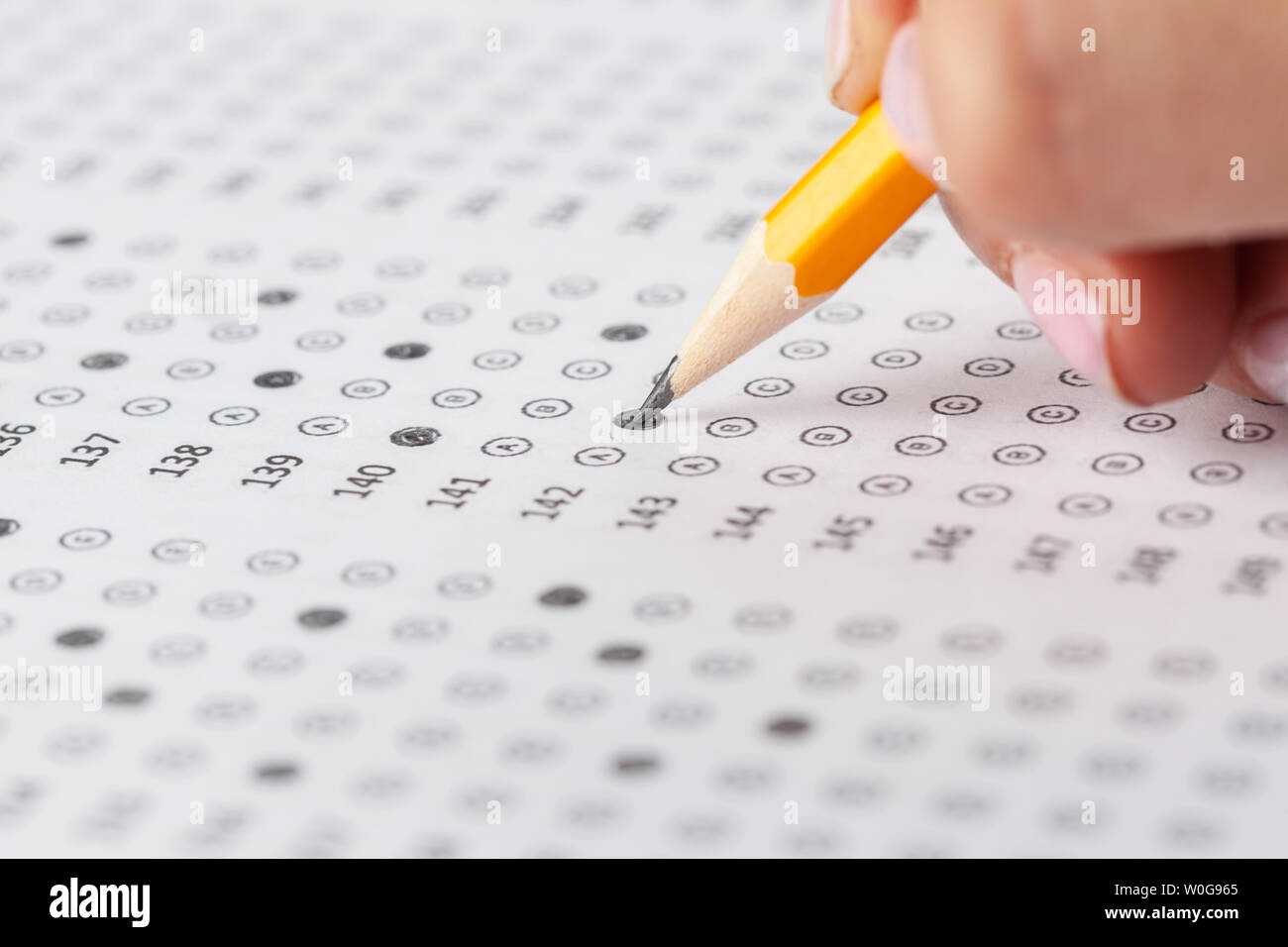 Test score sheet with answers Stock Photo - Alamy
