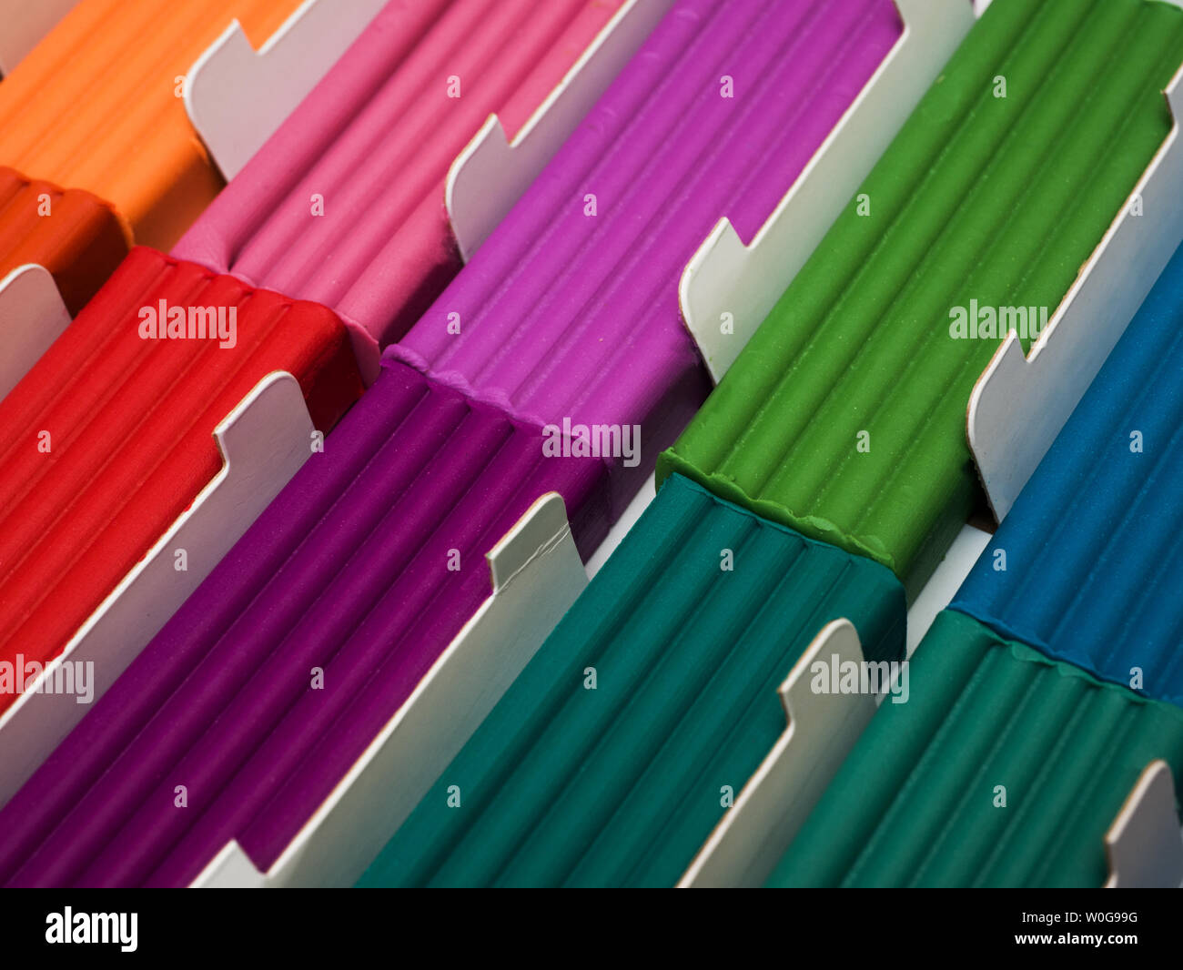 Colored plasticine on isolated white background. Set of colorful ...