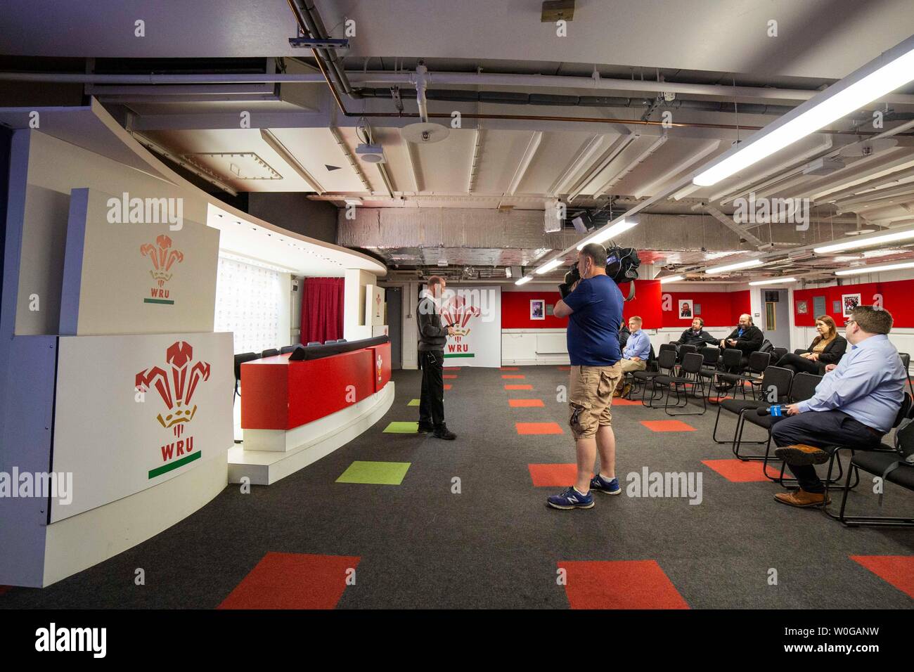 A Principality Stadium tour guide in the press conference room Stock ...