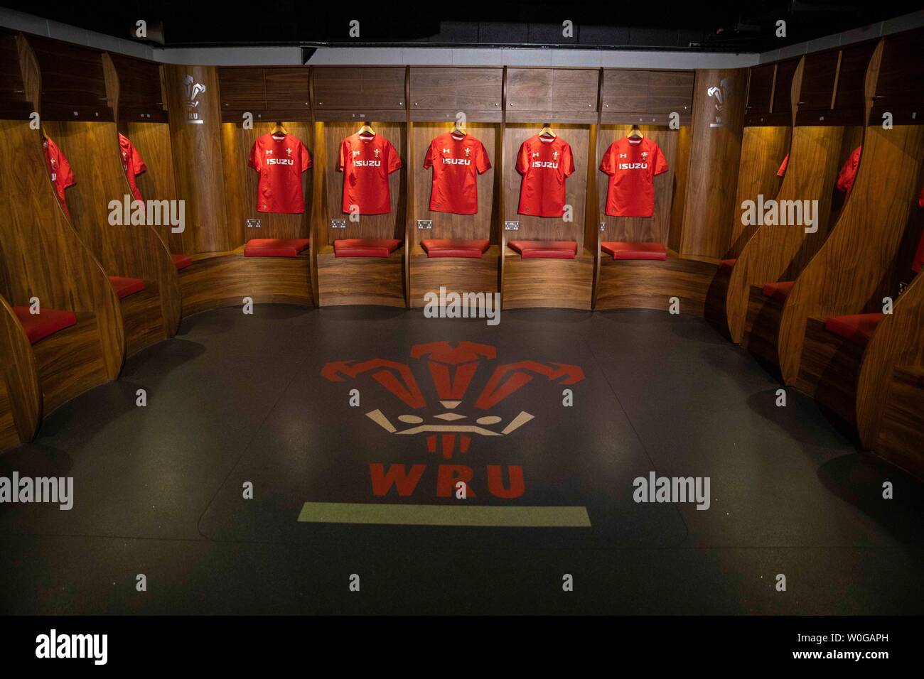 Wales rugby jerseys hanging in the Wales dressing room at the ...